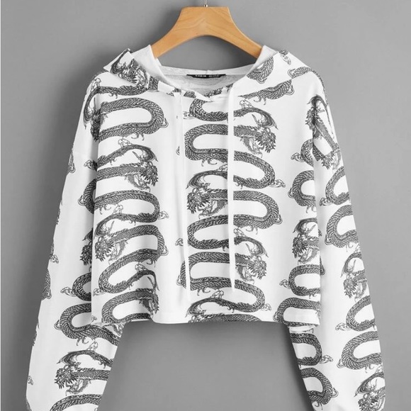 SHEIN | Sweaters | Snake Graphic Cropped Hoodie | Poshmark